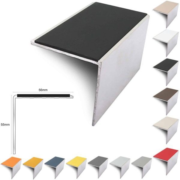 Buy High Quality 56mm x 55mm Aluminium Stair Nosing Edge Trim With Non ...