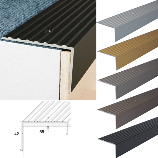 Buy High Quality 65mm x 42mm Heavy Duty Aluminum Non Slip Ribbed Stairs ...