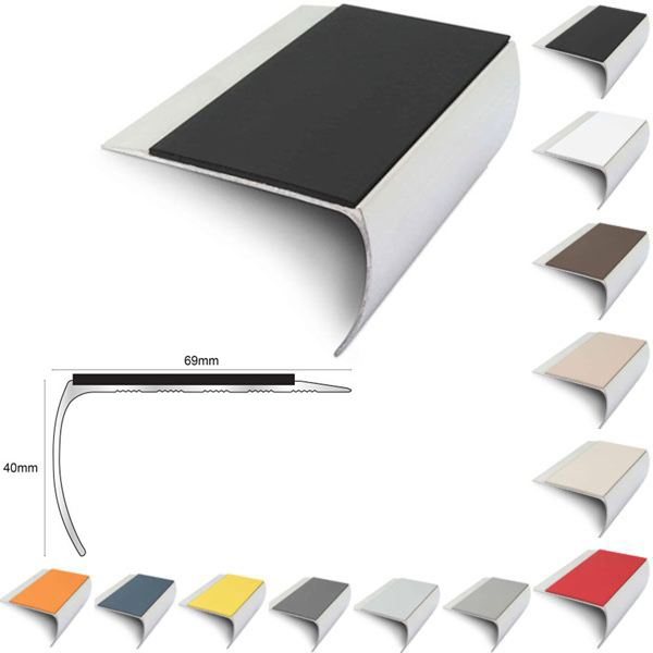 Buy High Quality 69mm x 40mm Bullnose Aluminium Stair Nosing Edge Trim ...