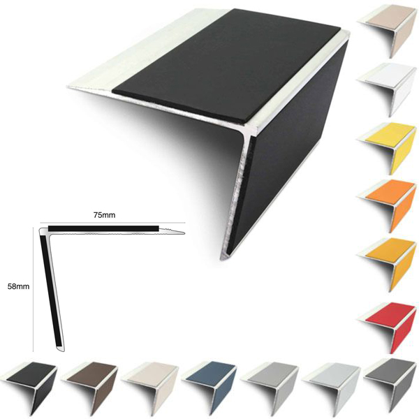 Shop Best Quality 75mm x 58mm Rakeback Aluminium Stair Nosing Edge Trim ...