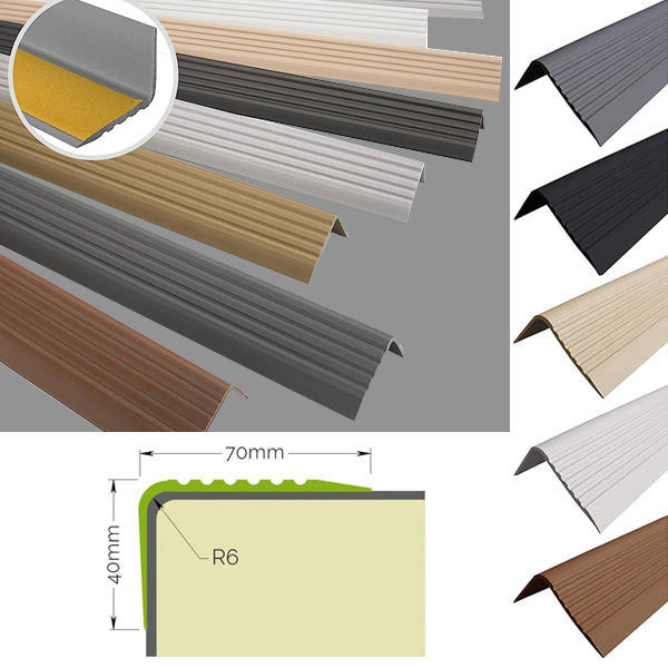 Buy High Quality 70mm x 40mm Bullnose Stair Nosing Anti Slip Rubber ...